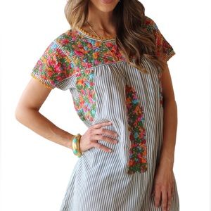 Sister Mary | Dresses | Sister Mary Marylou Stripe Embroidered Floral ...